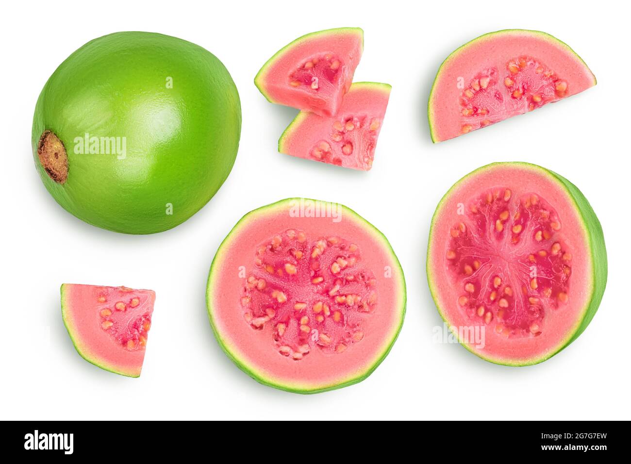 Guava fruit with slices isolated on white background with clipping path ...