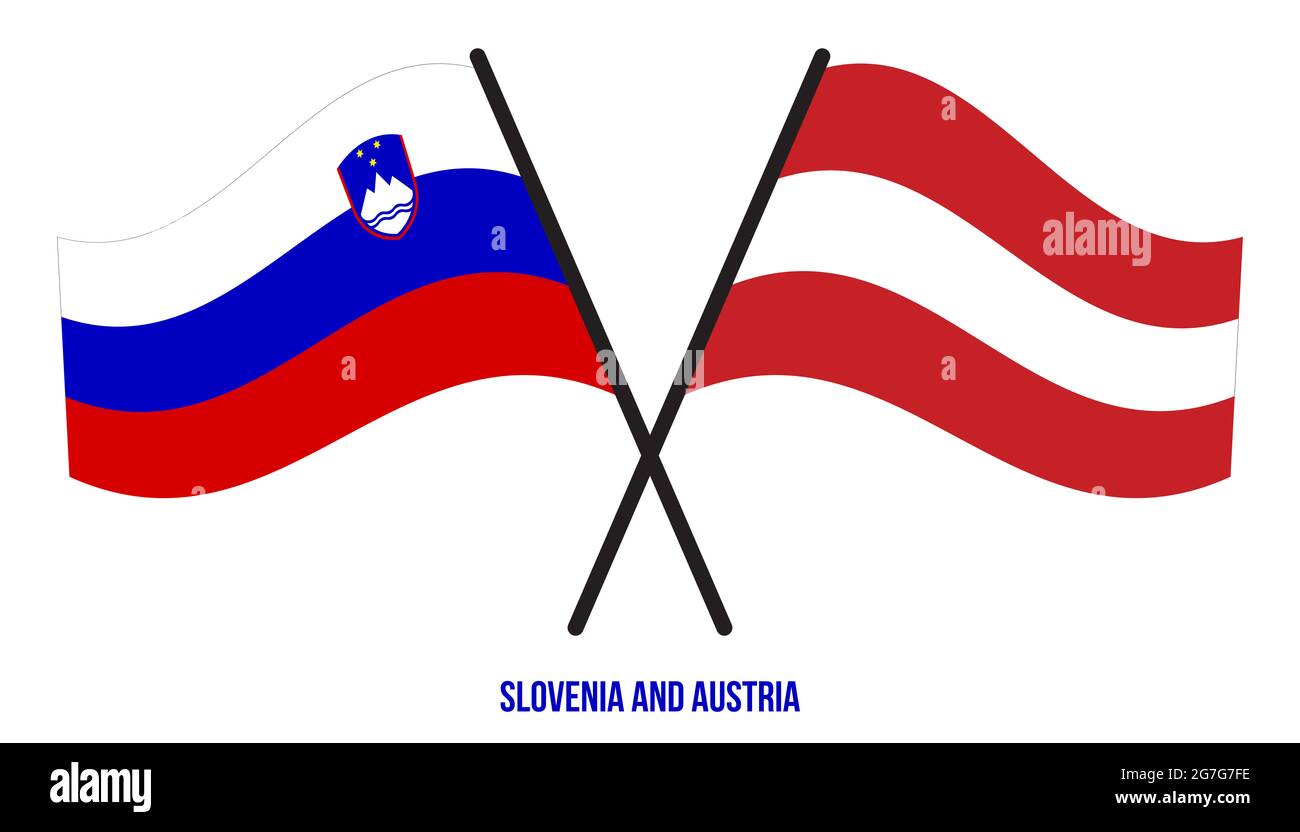 Slovenia and Austria Flags Crossed And Waving Flat Style. Official ...