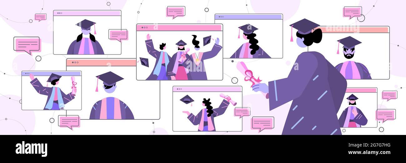 graduated students discussing during video call graduates celebrating ...