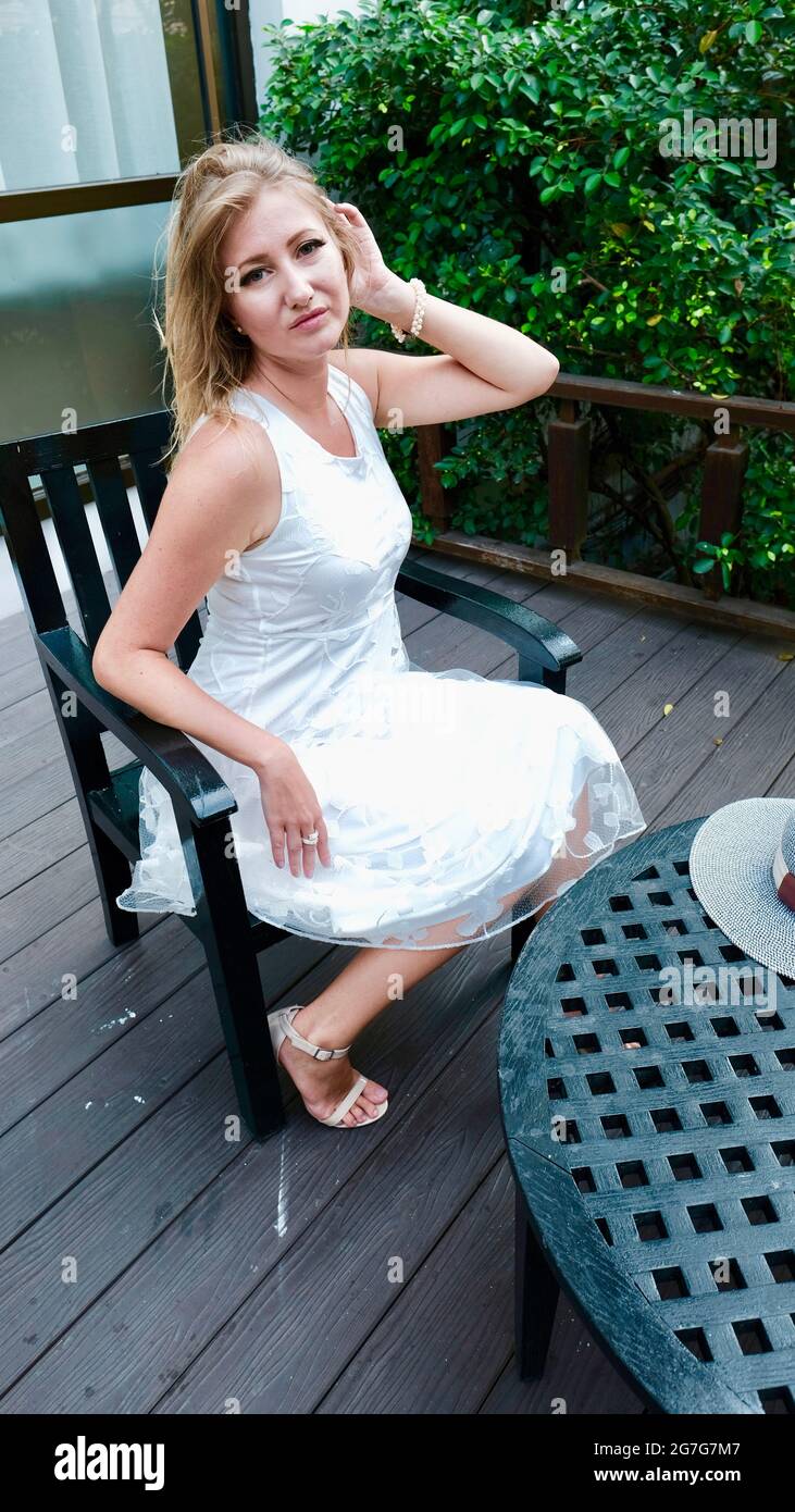 Eastern European Caucasian woman middle aged blonde hair light skin ...