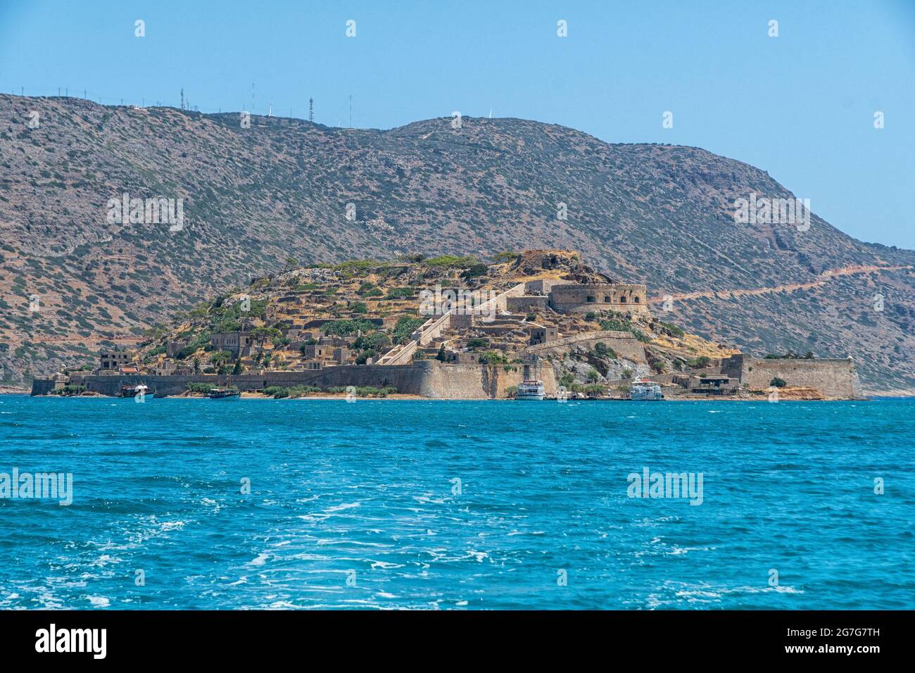 The fortress and leper colony of Spinalonga on Crete in Greece Stock ...
