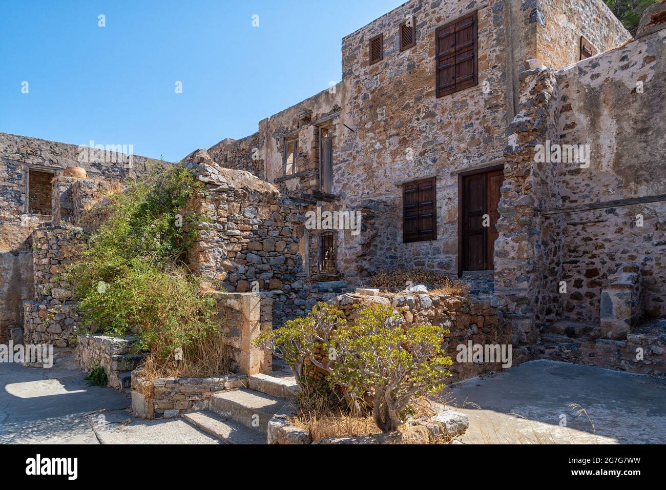 The fortress and leper colony of Spinalonga on Crete in Greece Stock ...