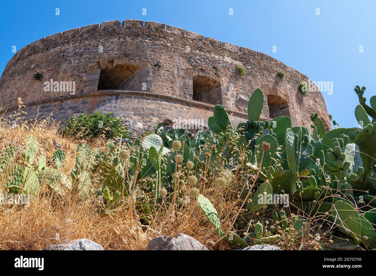 The fortress and leper colony of Spinalonga on Crete in Greece Stock ...