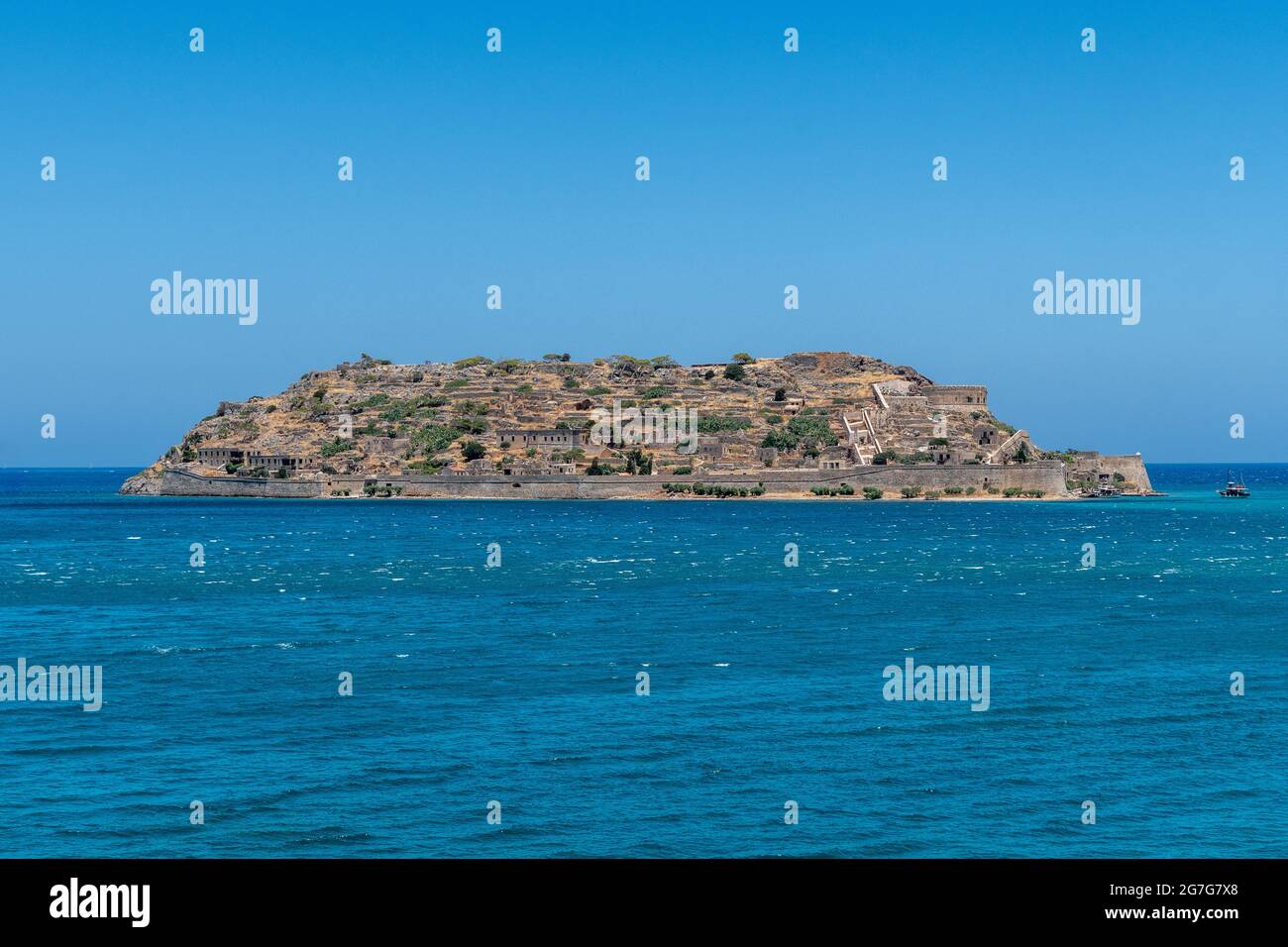 The fortress and leper colony of Spinalonga on Crete in Greece Stock ...