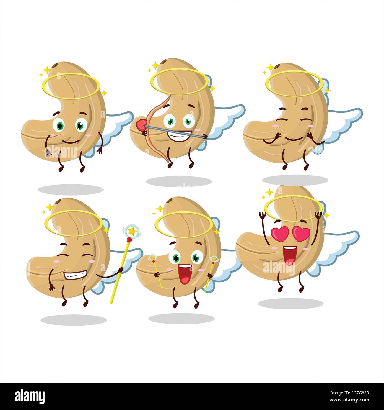 Cashew nuts cartoon designs as a cute angel character. Vector ...
