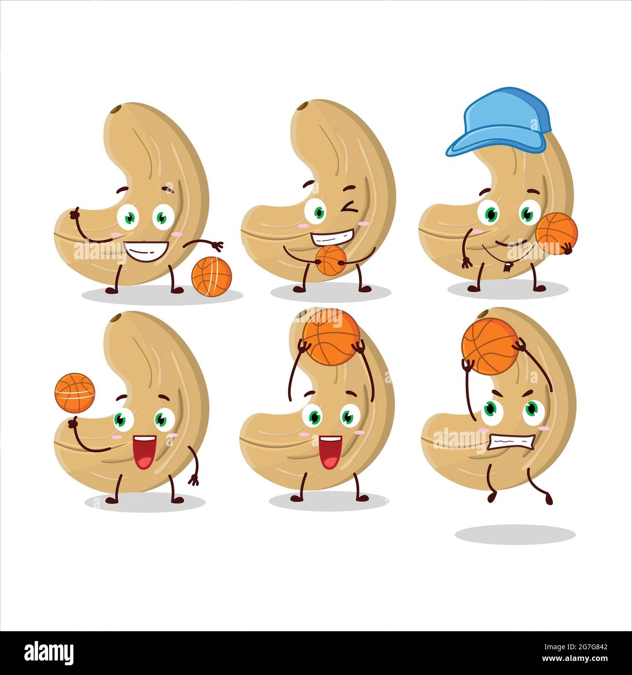 Talented cashew nuts cartoon character as a basketball athlete. Vector ...