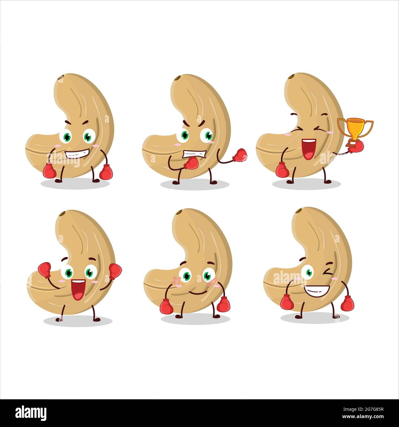 A sporty cashew nuts boxing athlete cartoon mascot design. Vector ...