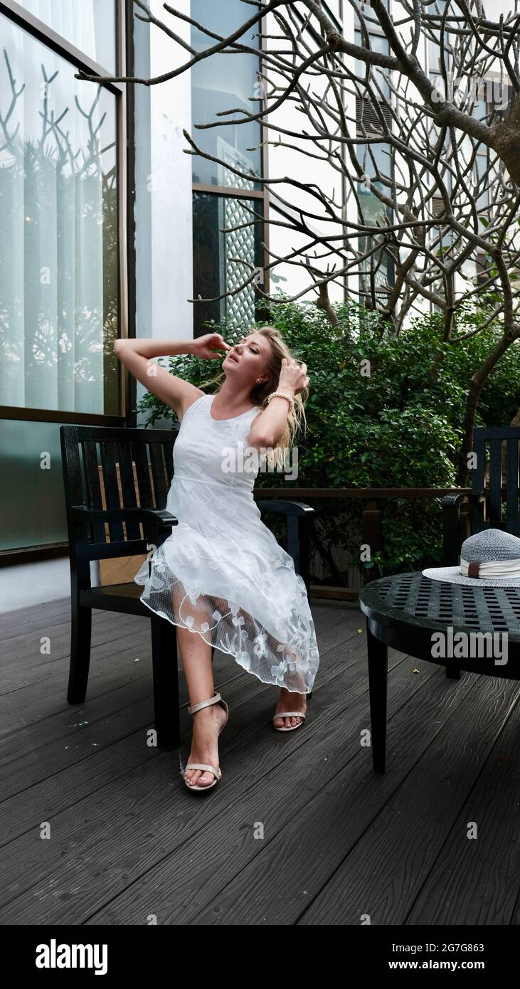 Eastern European Caucasian woman middle aged blonde hair light skin ...