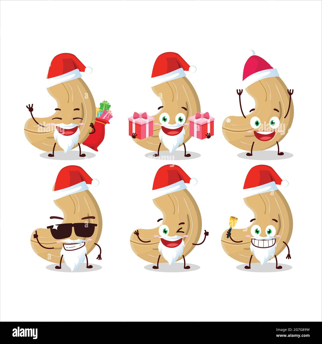 Santa Claus emoticons with cashew nuts cartoon character. Vector ...