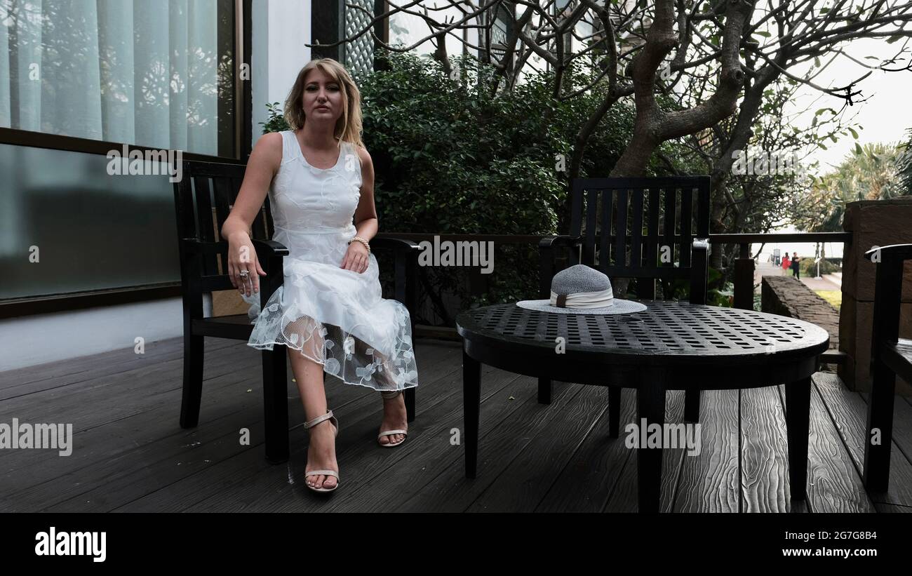 Eastern European Caucasian woman middle aged blonde hair light skin ...