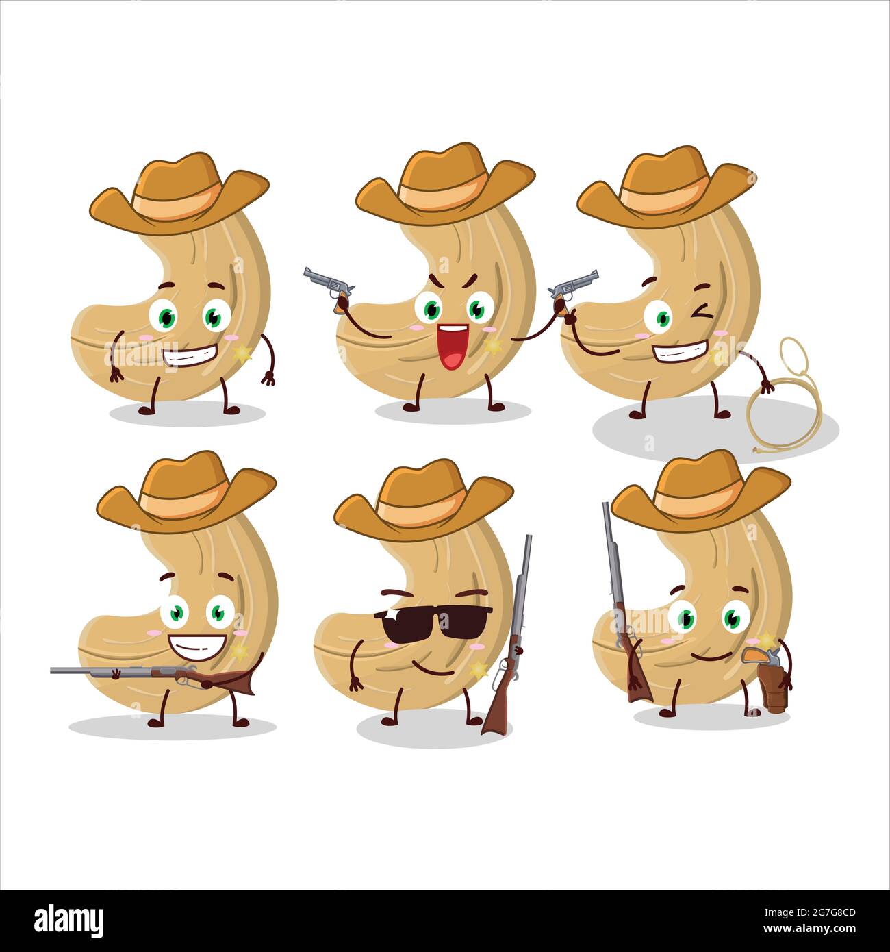 Cool cowboy cashew nuts cartoon character with a cute hat. Vector ...