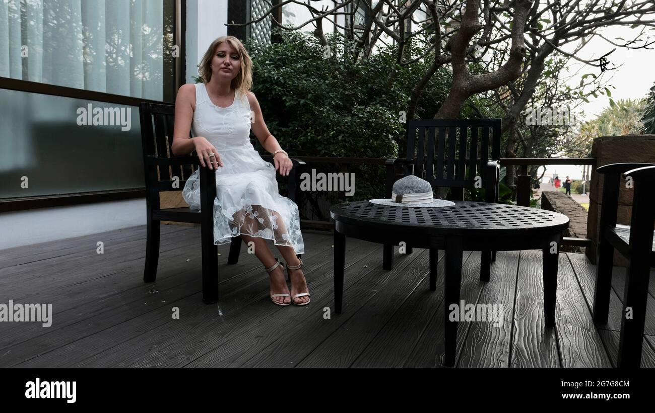 Eastern European Caucasian woman middle aged blonde hair light skin ...