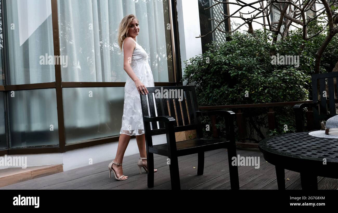 Eastern European Caucasian woman middle aged blonde hair light skin ...