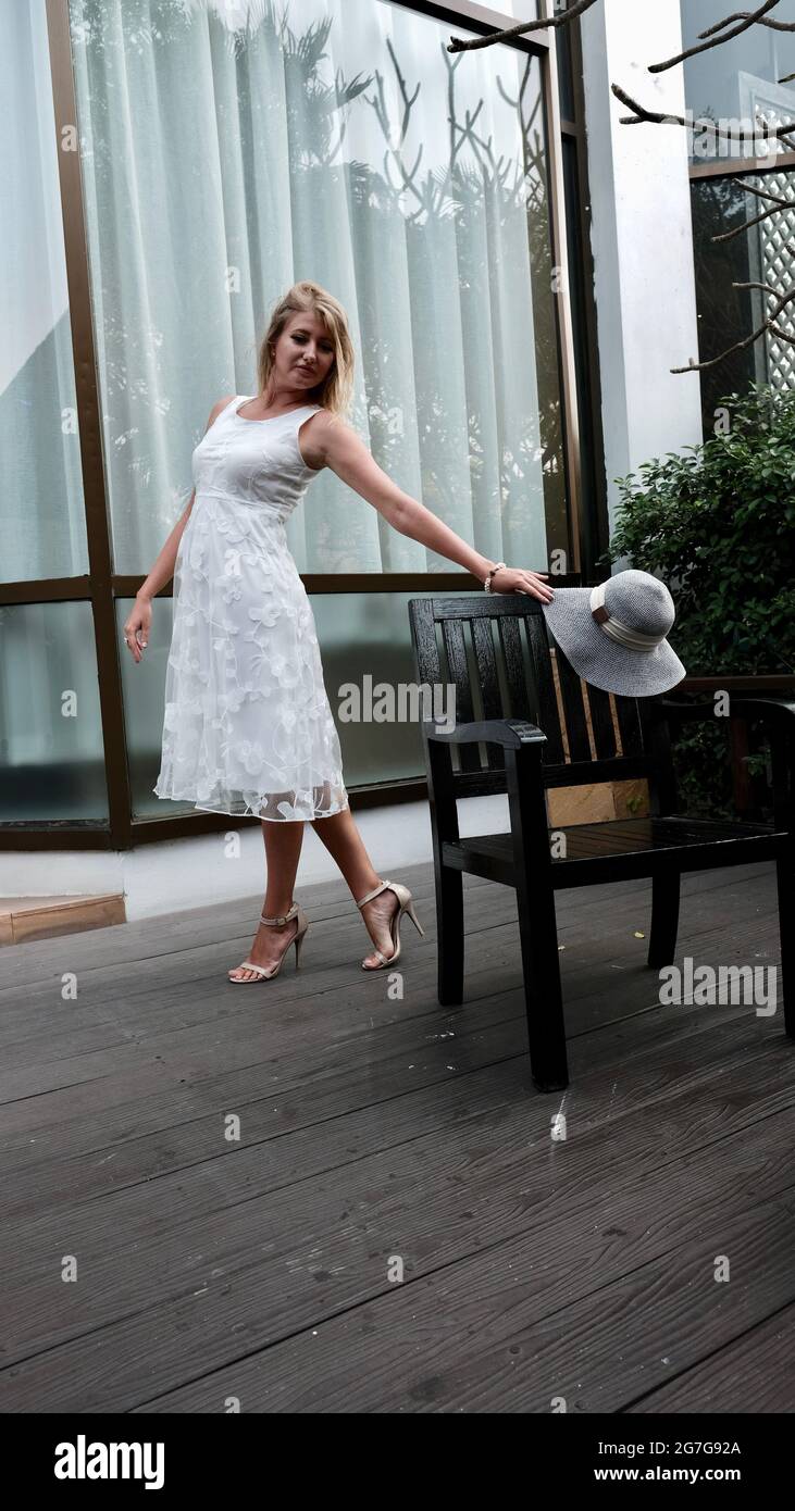 Eastern European Caucasian woman middle aged blonde hair light skin ...