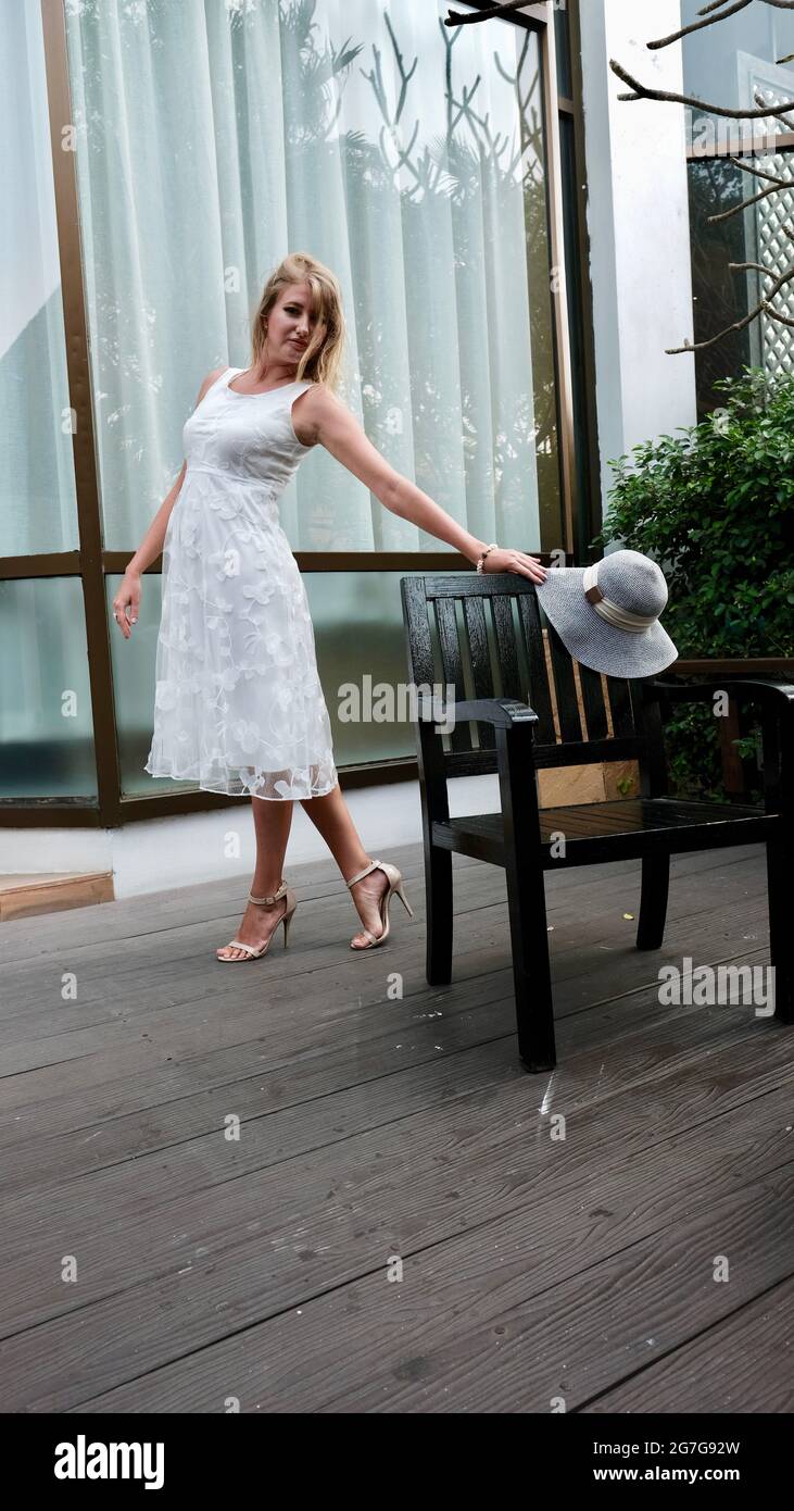 Eastern European Caucasian woman middle aged blonde hair light skin ...