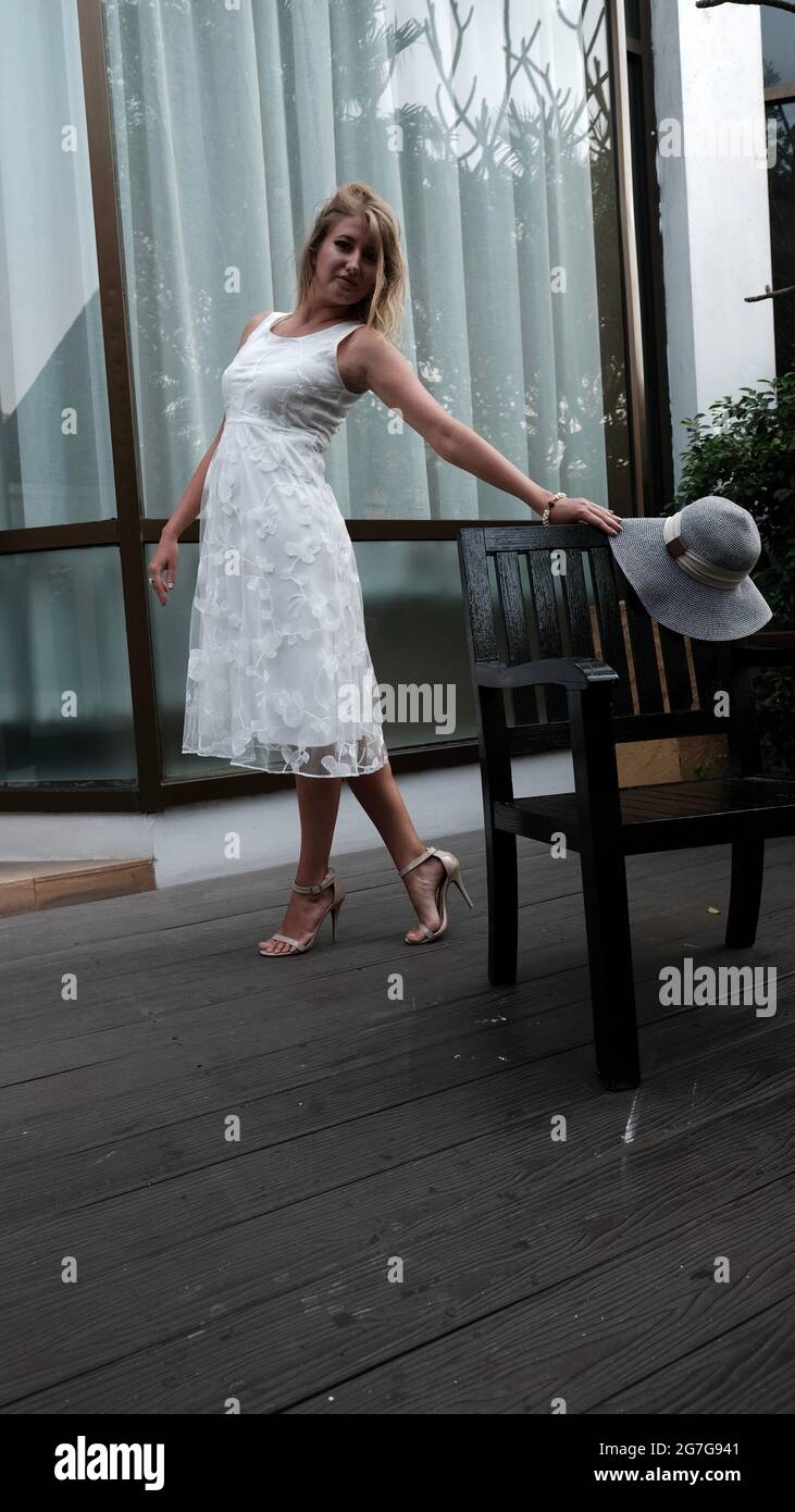 Eastern European Caucasian woman middle aged blonde hair light skin ...