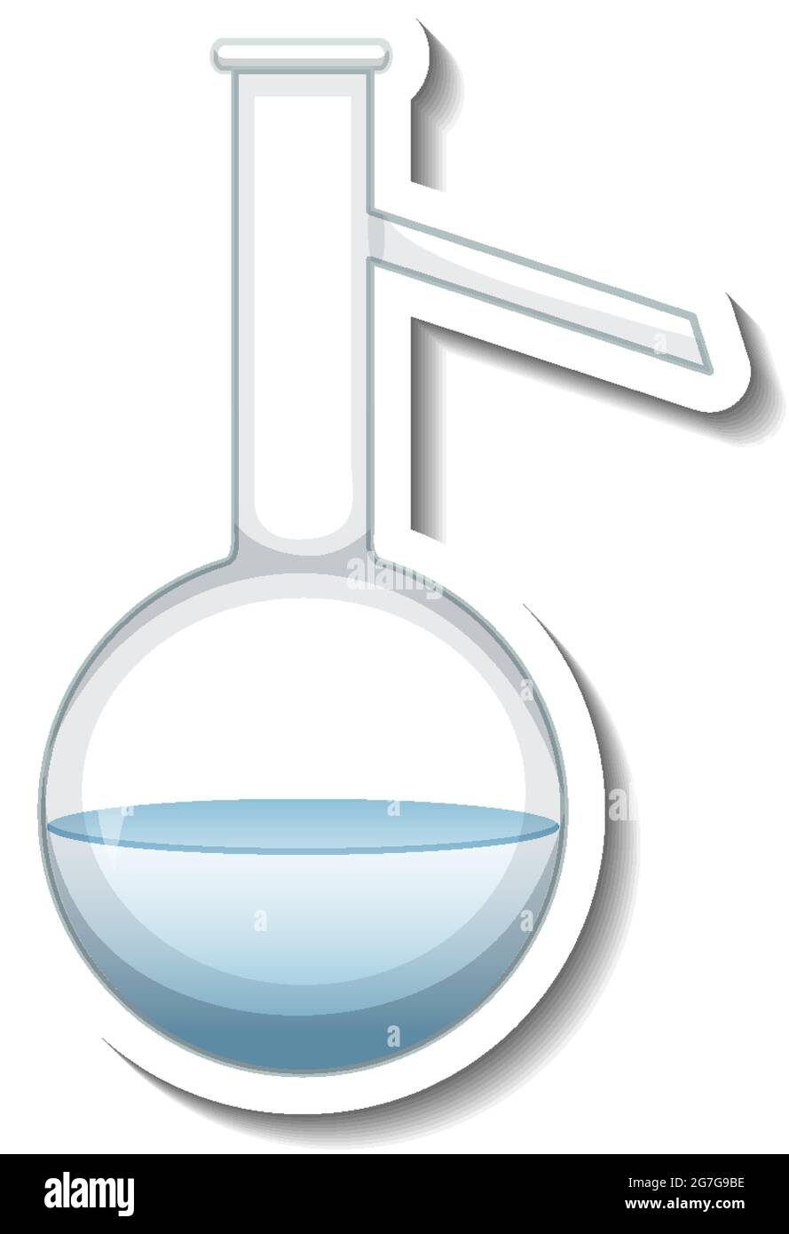 A sticker template with laboratory glassware isolated illustration ...