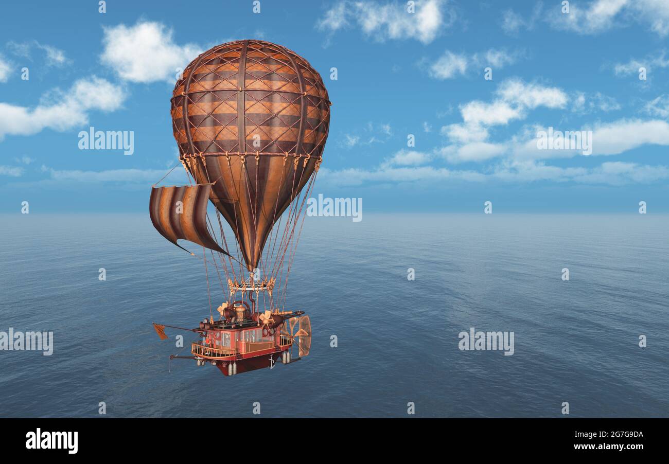 Fantasy hot air balloon over the sea Stock Photo - Alamy