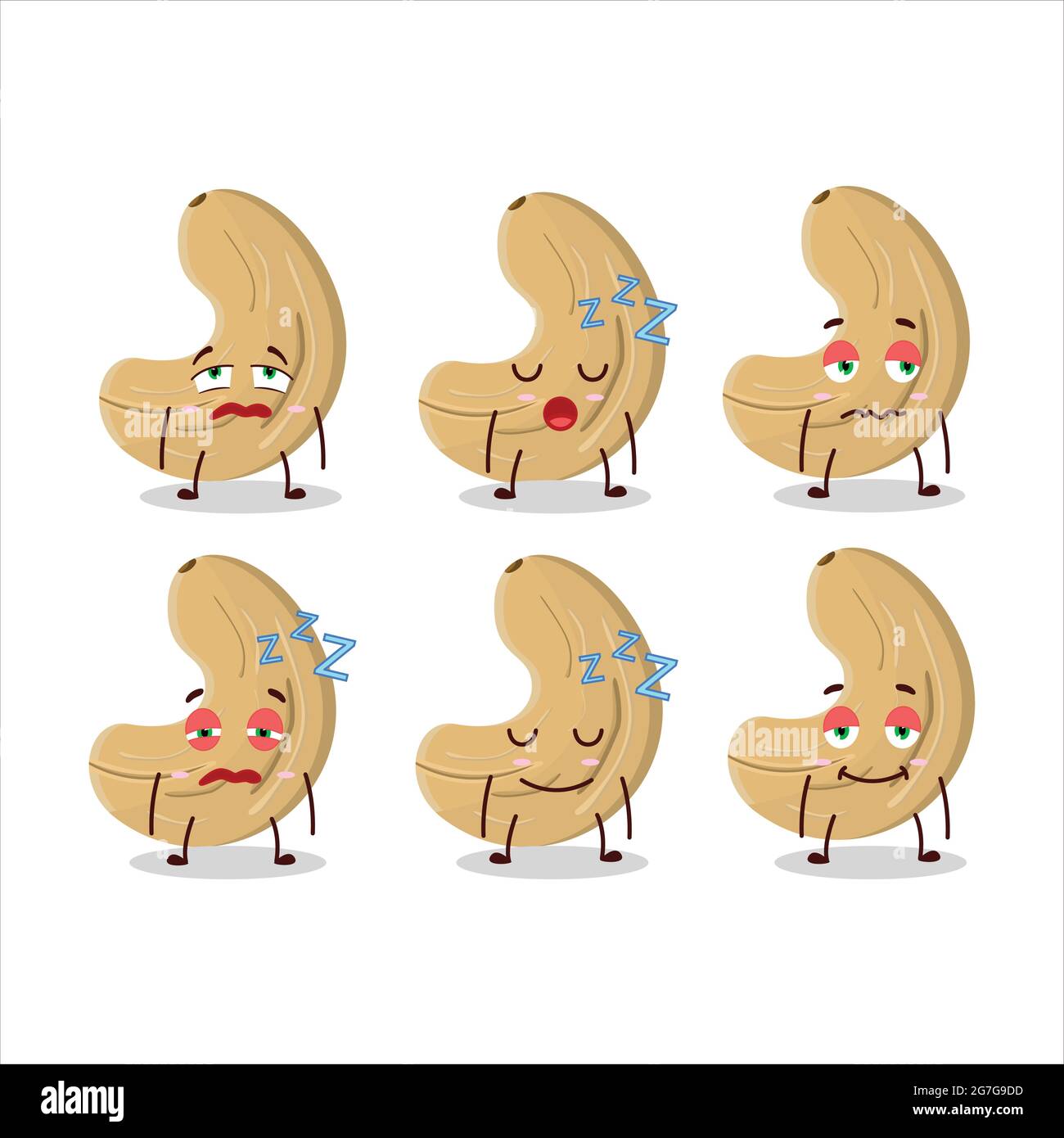 Cartoon character of cashew nuts with sleepy expression. Vector ...