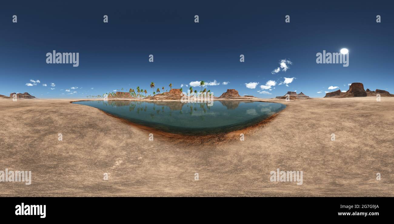 Spherical 360 degrees seamless panorama with a desert oasis Stock Photo ...