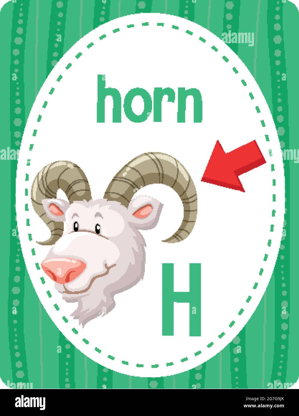 Alphabet flashcard with letter H for Horn illustration Stock Vector ...