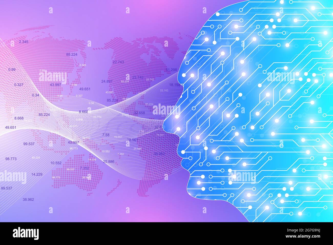 Futuristic Artificial Intelligence and Machine Learning Concept. Human Big Data Visualization ...