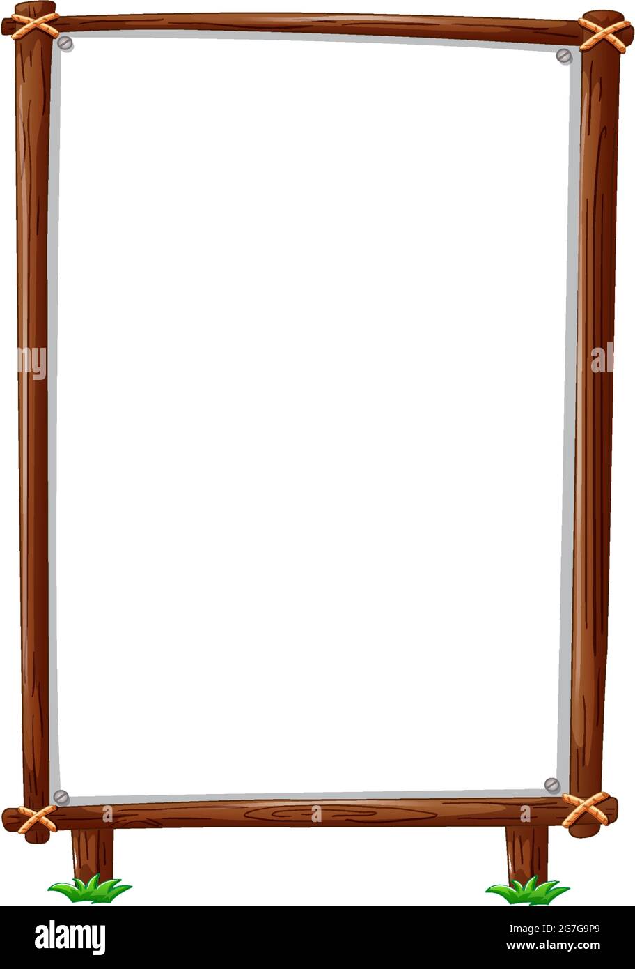 Wooden frame vertical isolated on white background illustration Stock ...