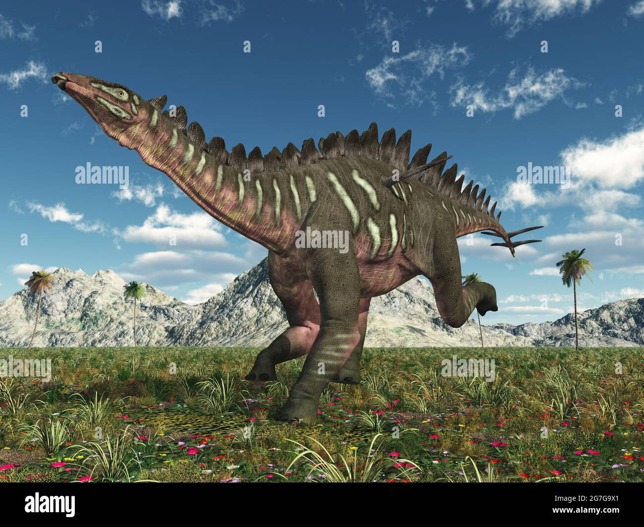 Dinosaur Miragaia in a landscape Stock Photo - Alamy