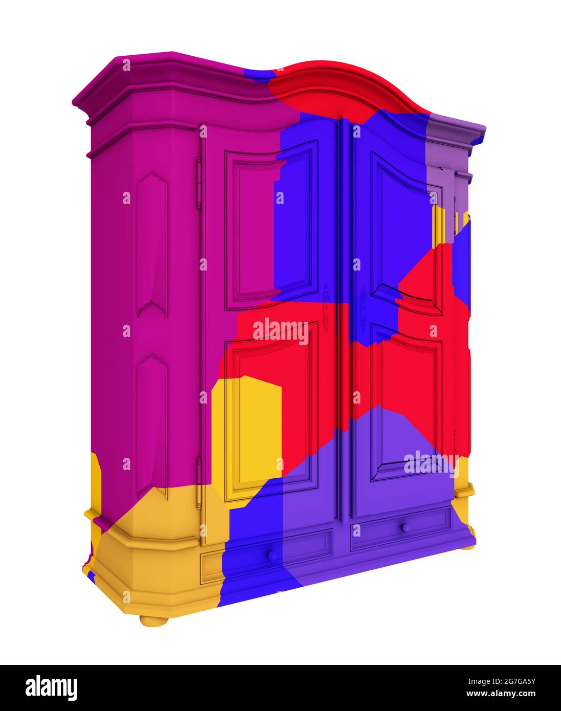 Colored wardrobe isolated on white background Stock Photo - Alamy