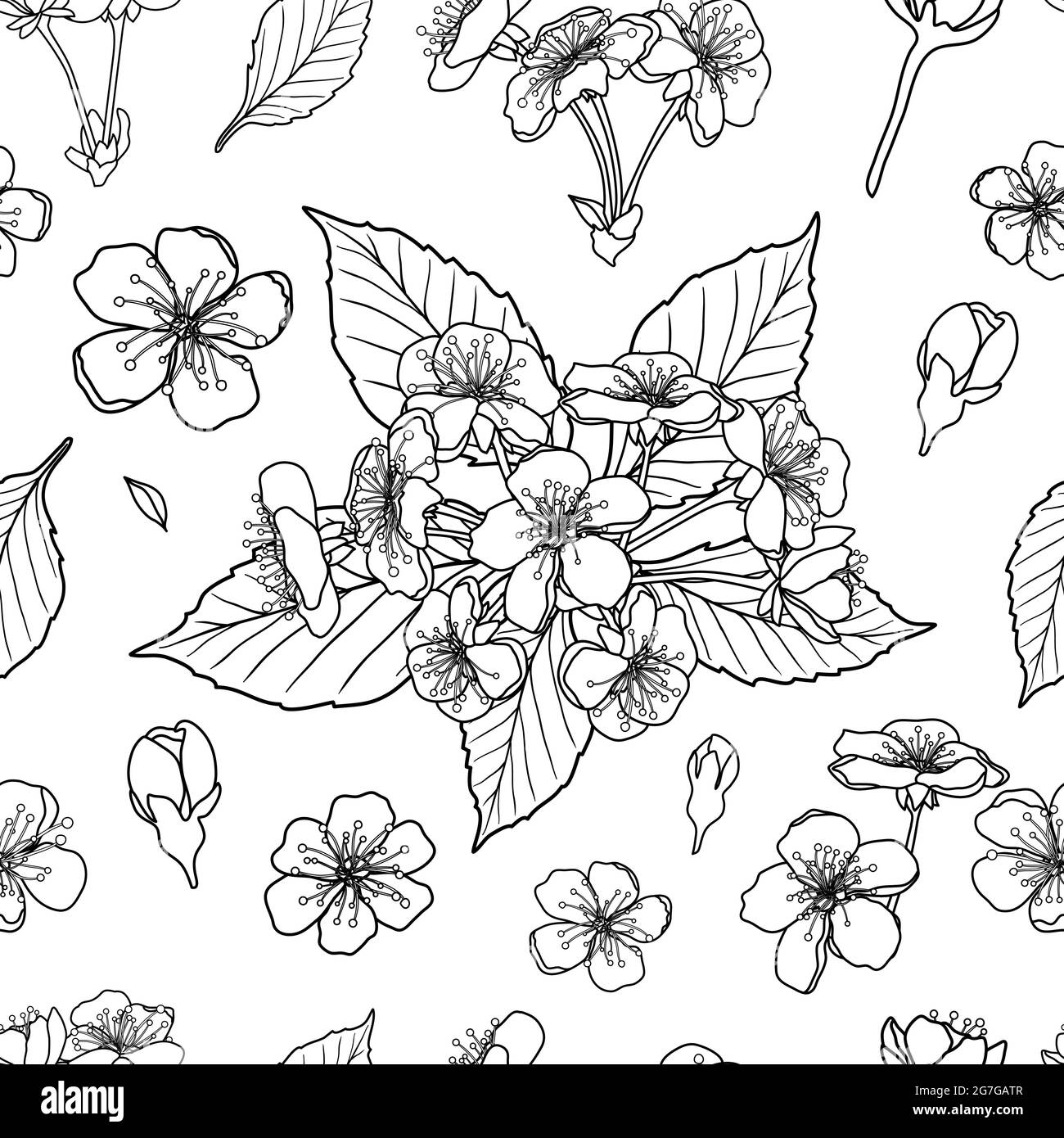 Black white outline cherry Stock Vector Images - Alamy