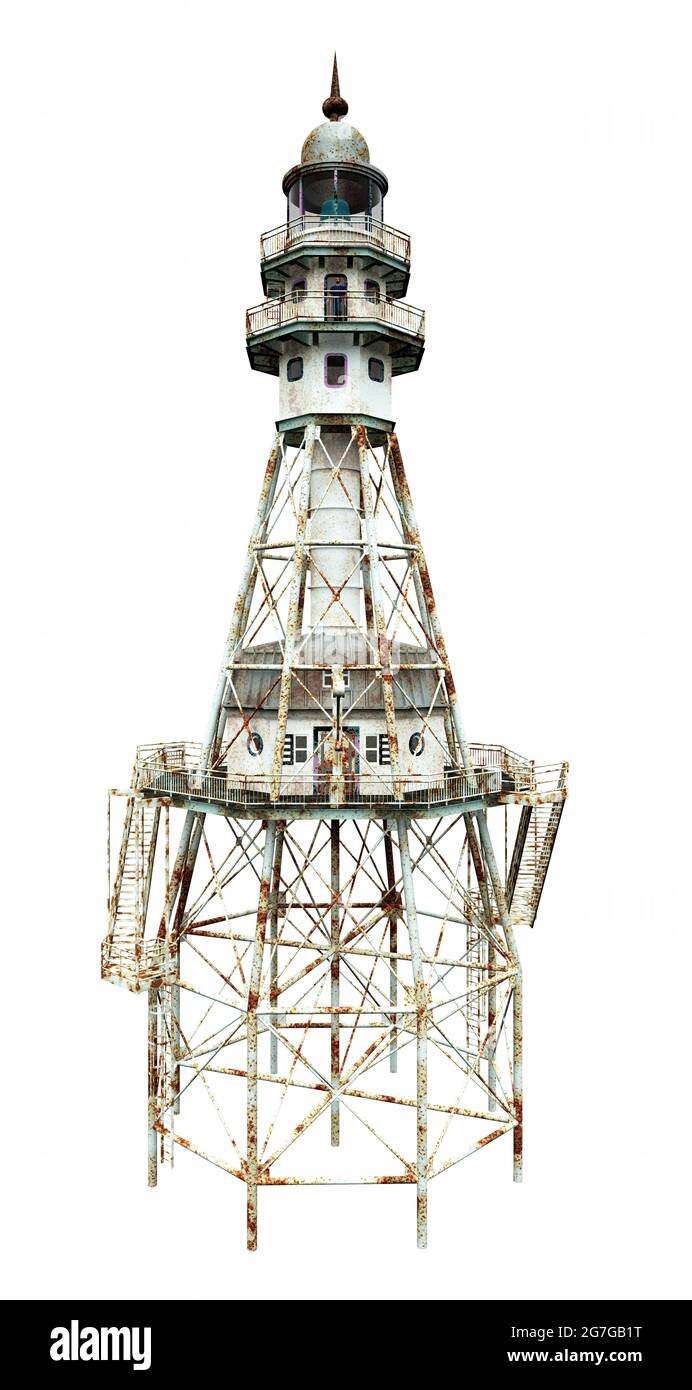 Lighthouse isolated on white background Stock Photo - Alamy