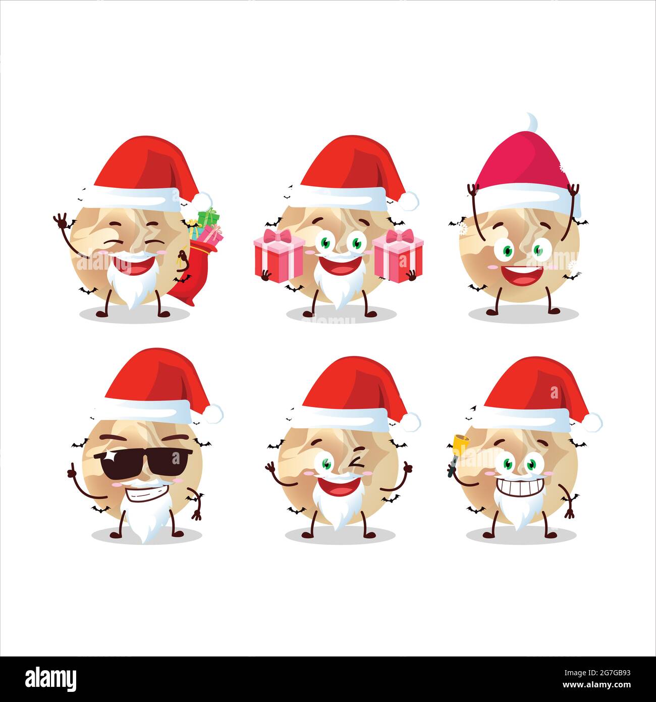 Santa Claus emoticons with halloween moon cartoon character. Vector ...