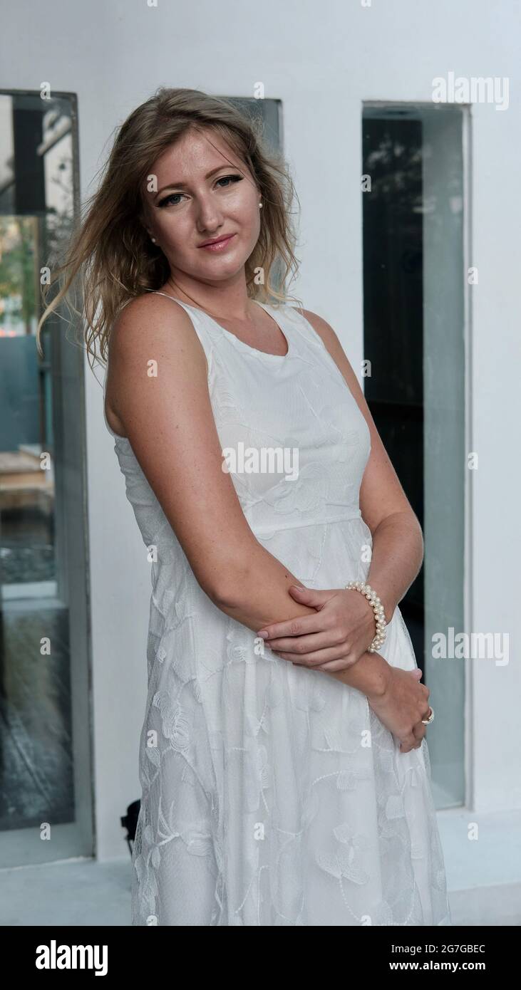 Eastern European Caucasian woman middle aged blonde hair light skin ...