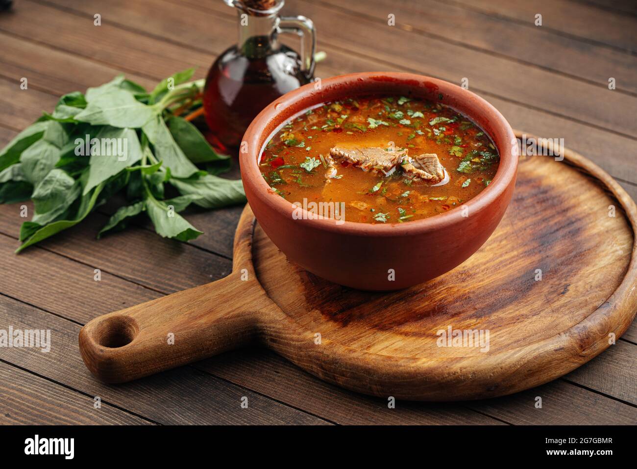 Georgian national kharcho soup with beef and rice Stock Photo - Alamy