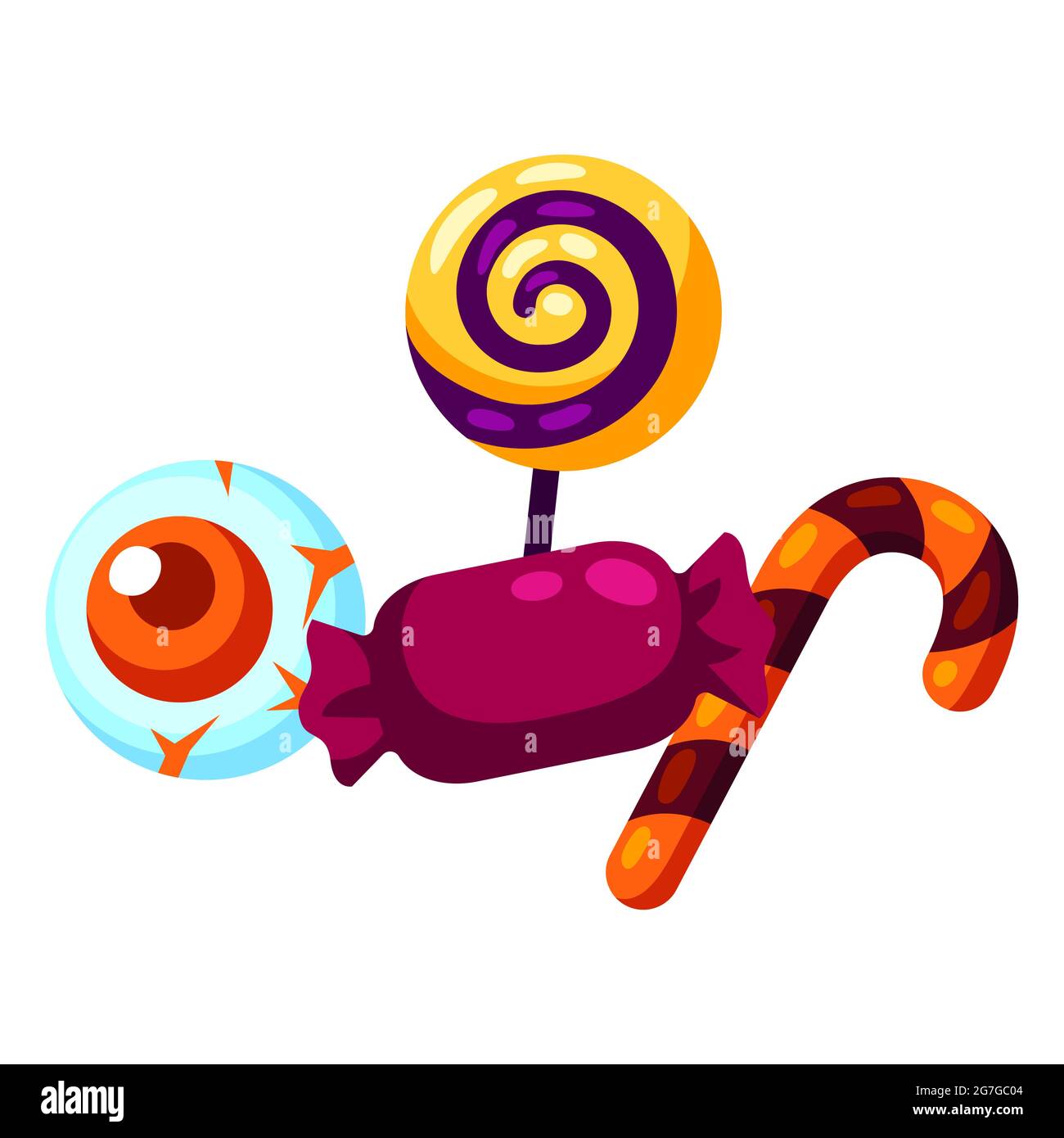 Cartoon illustration of candy treat or trick. Happy Halloween ...