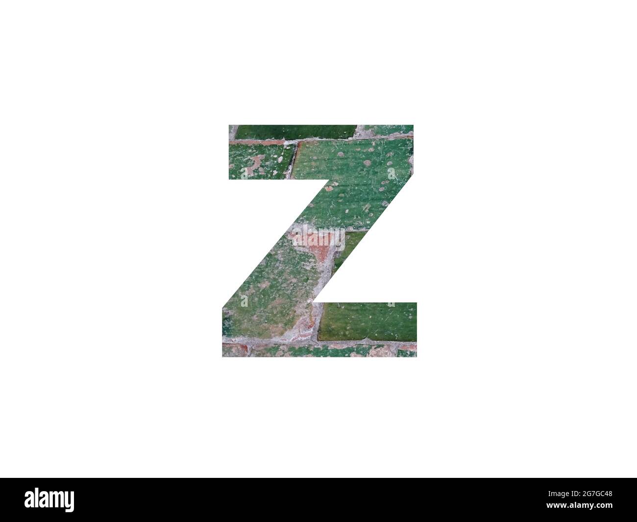 Letter Z of the alphabet made with green tiles isolated on a white ...