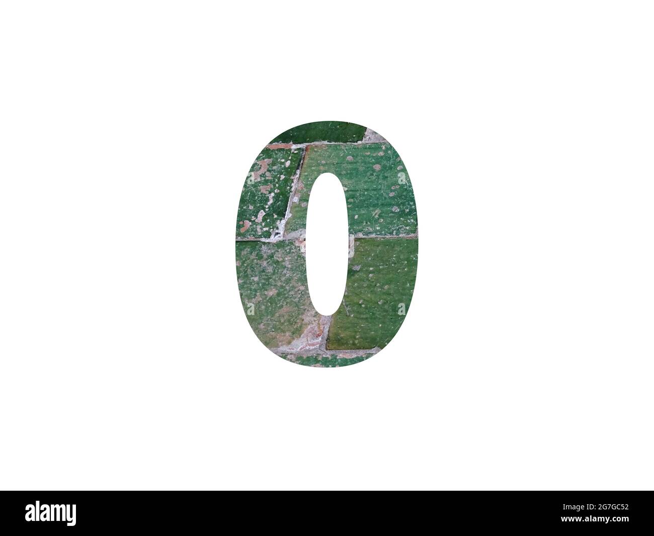 Number 0 of the alphabet made with green tiles isolated on a white ...