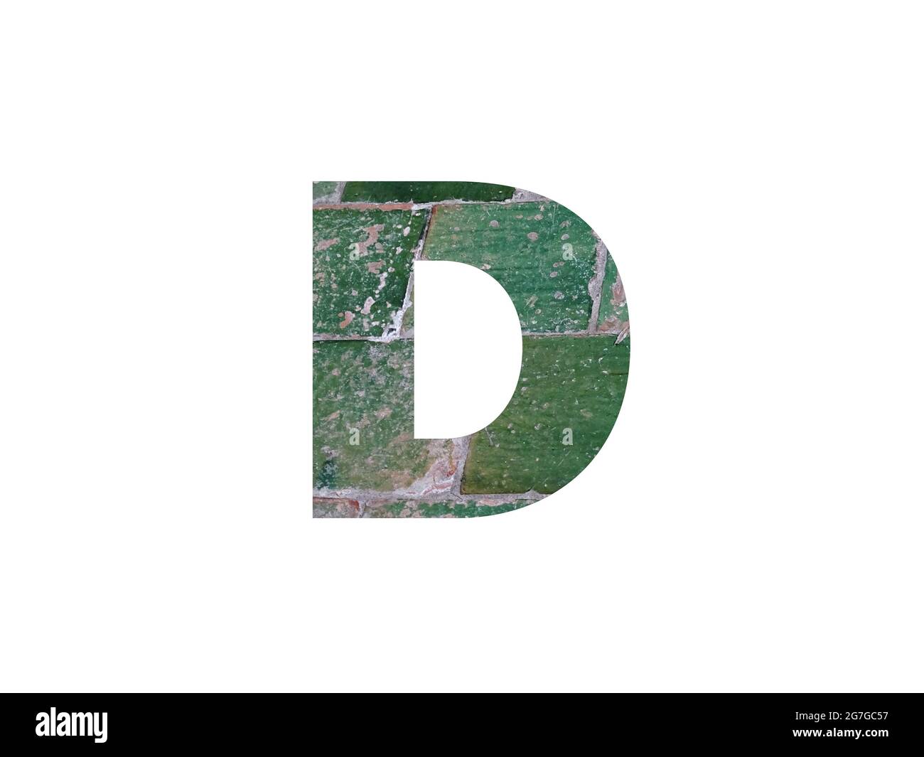 Letter D of the alphabet made with green tiles isolated on a white ...