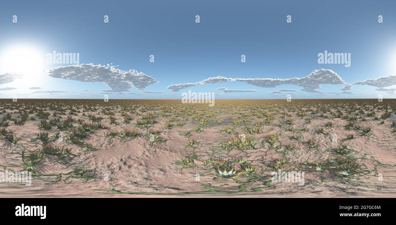 Spherical 360 degrees seamless panorama with an extraterrestrial ...