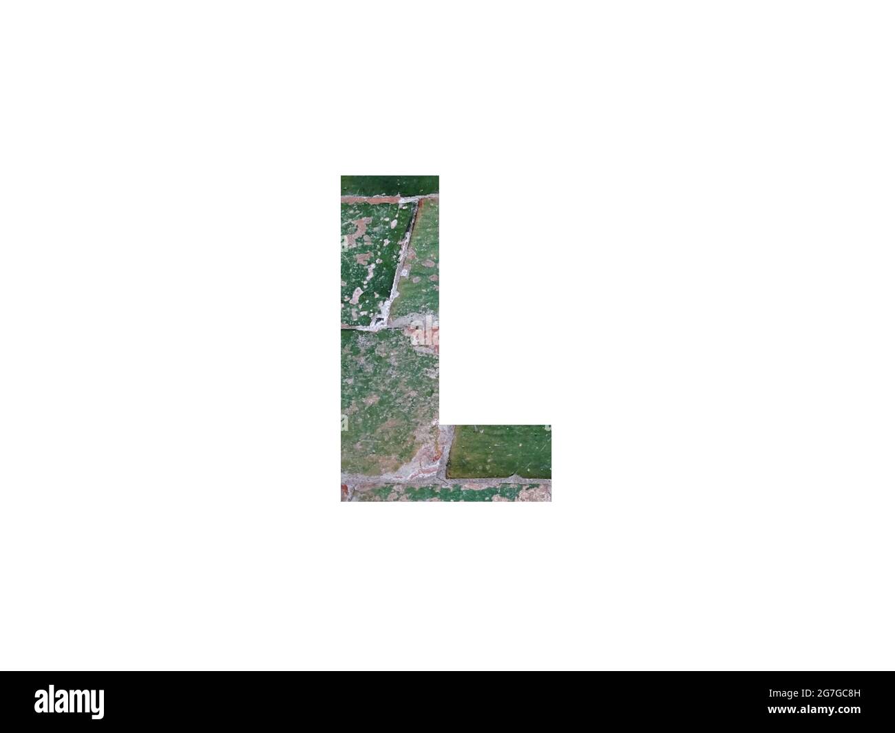 Letter L of the alphabet made with green tiles isolated on a white ...