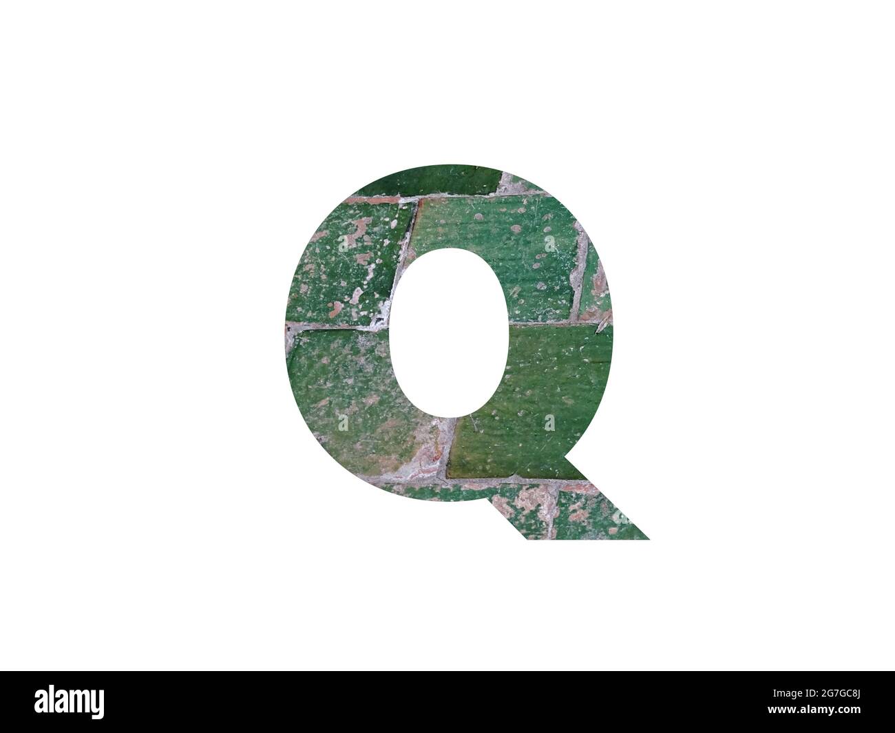 Letter Q of the alphabet made with green tiles isolated on a white ...