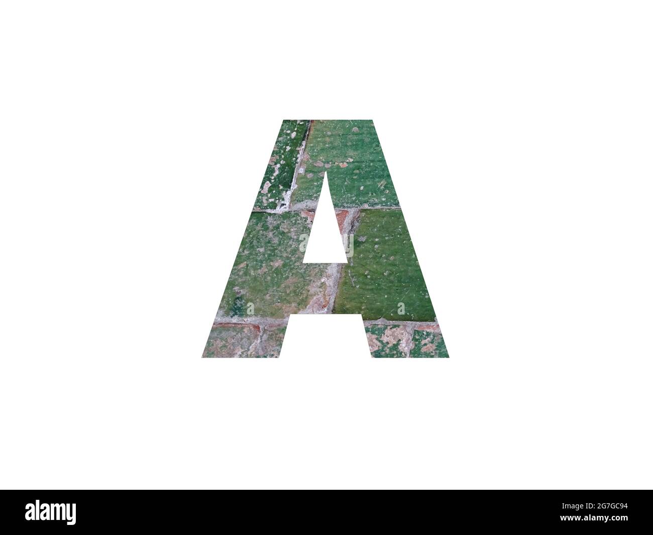 Letter A of the alphabet made with green tiles isolated on a white ...