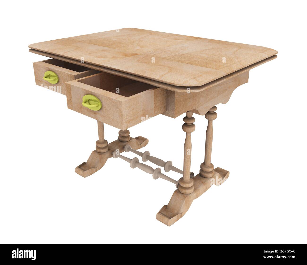 Biedermeier style two drawer table isolated on white background Stock ...