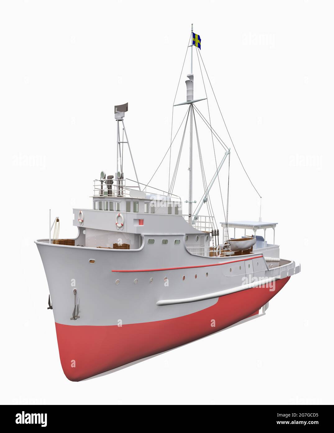Tuna fishing vessel isolated on white background Stock Photo - Alamy