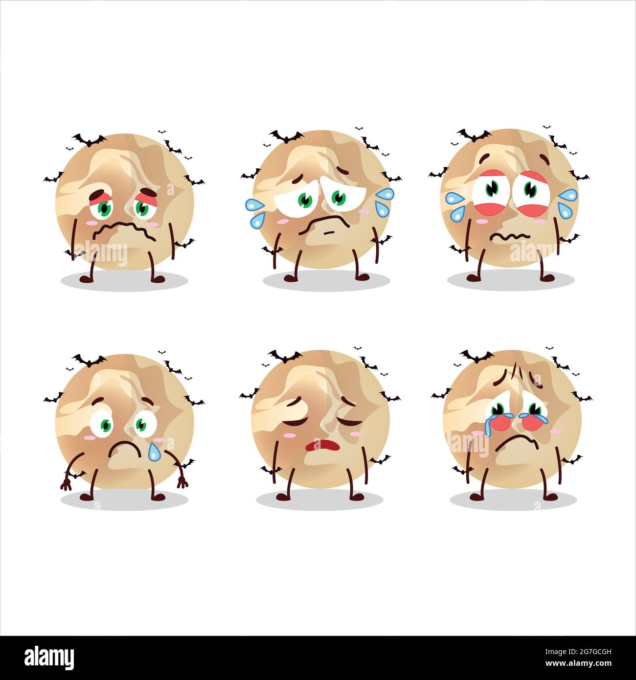 Halloween moon cartoon character with sad expression. Vector ...