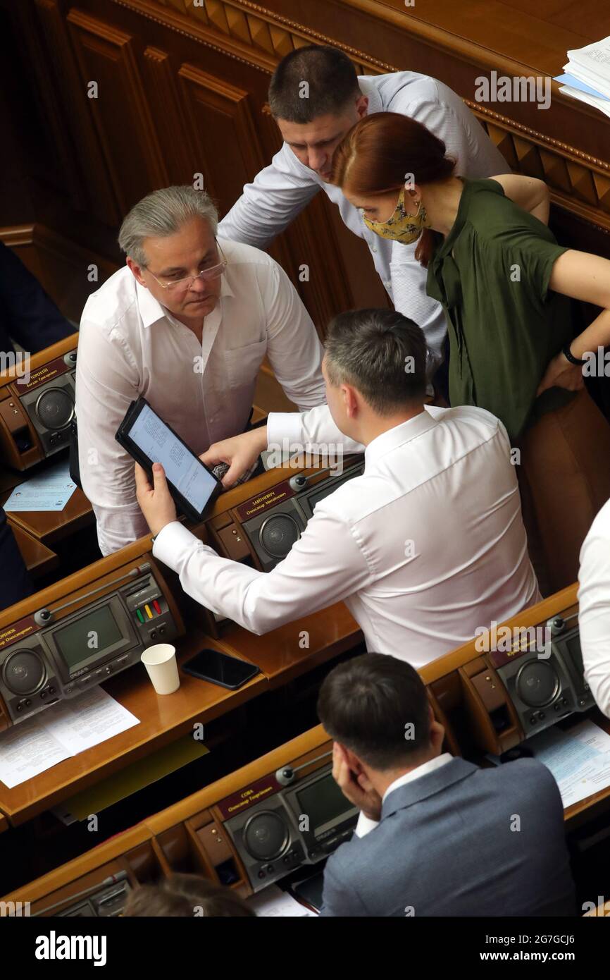KYIV, UKRAINE - JULY 13, 2021 - MPs are pictured in the session hall during an extraordinary ...