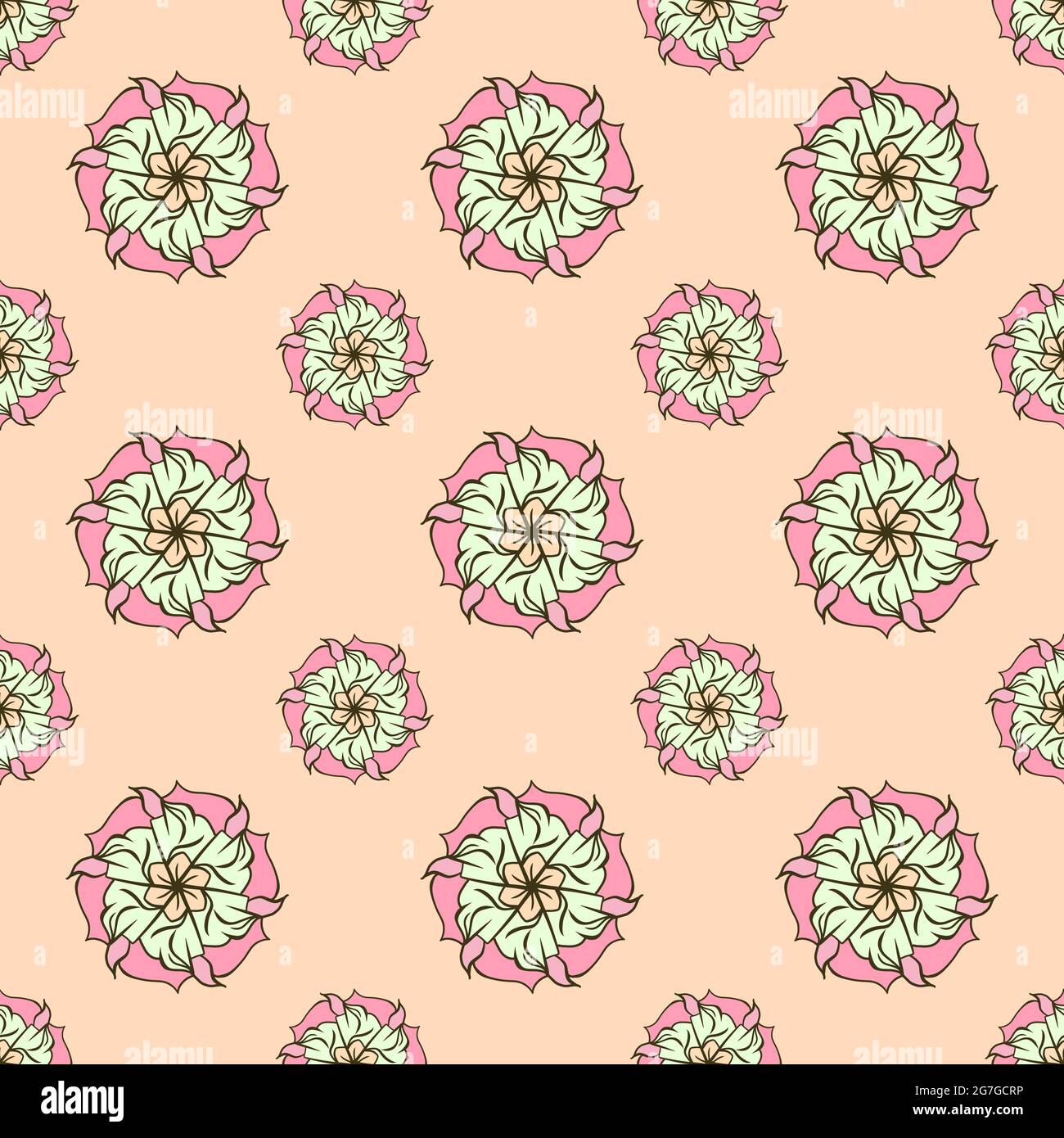 2D floral wallpaper with a seamless pattern of vibrant pink flower ...