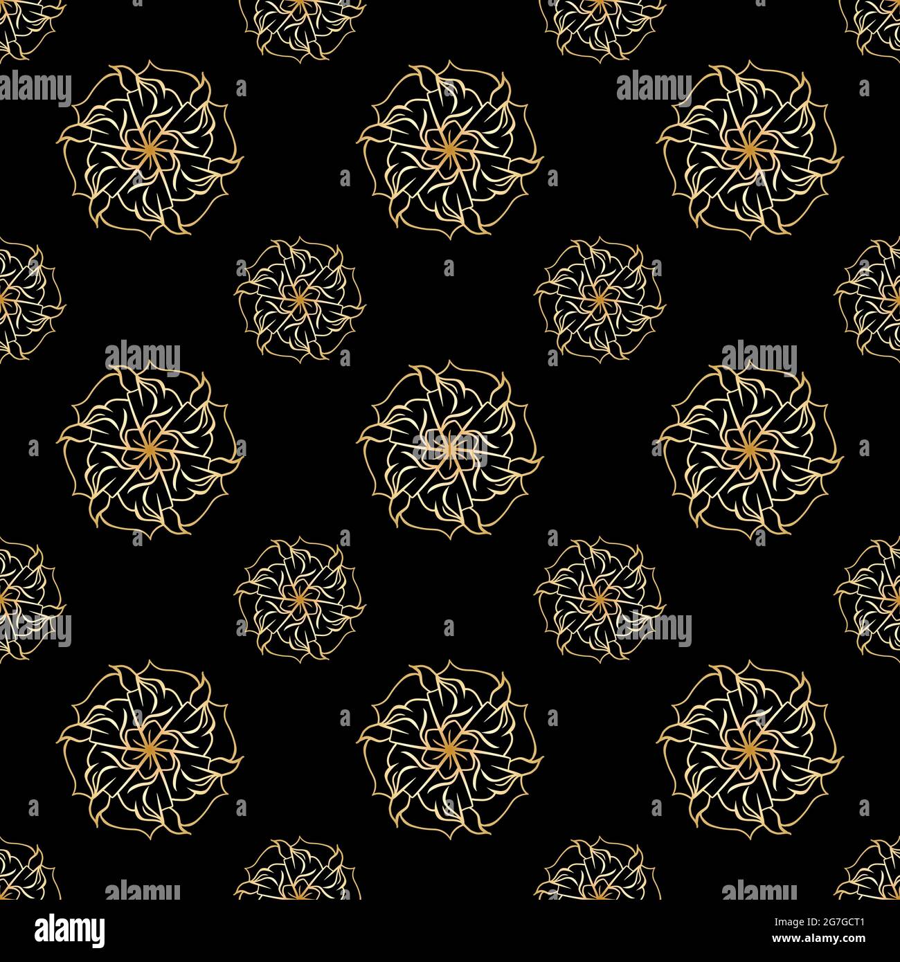Illustration of gold repeat patterns on a black background Stock Photo ...