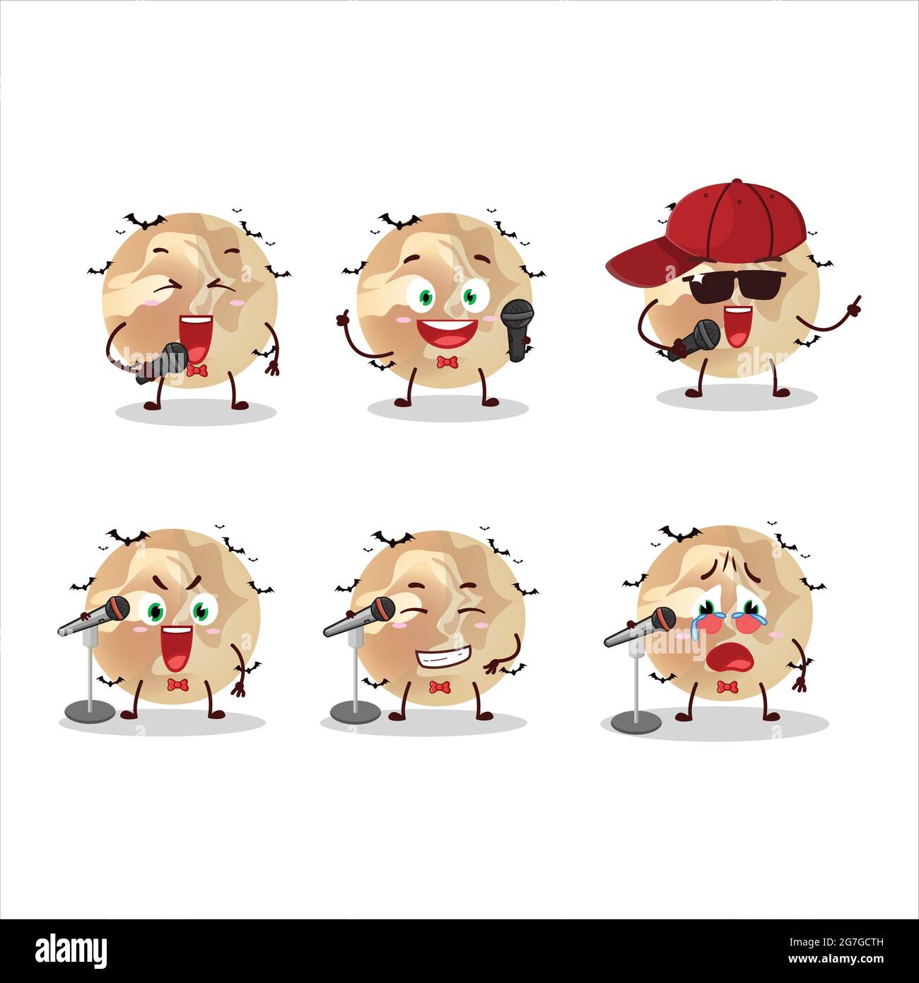 A Cute Cartoon design concept of halloween moon singing a famous song ...