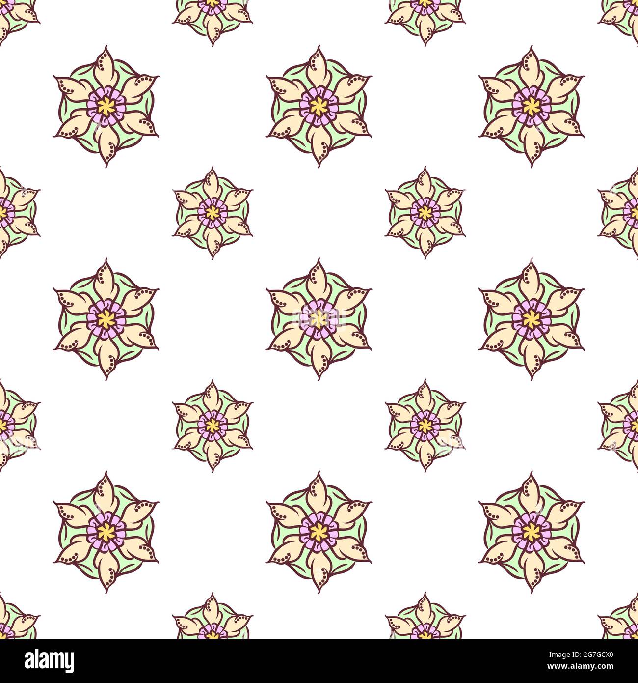 Illustration of colorful floral patterns on a white background Stock ...